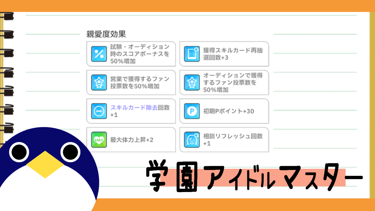 相談リフレッシュ回数+1 親愛度21～27達成時の追加効果【学園アイドルマスター】